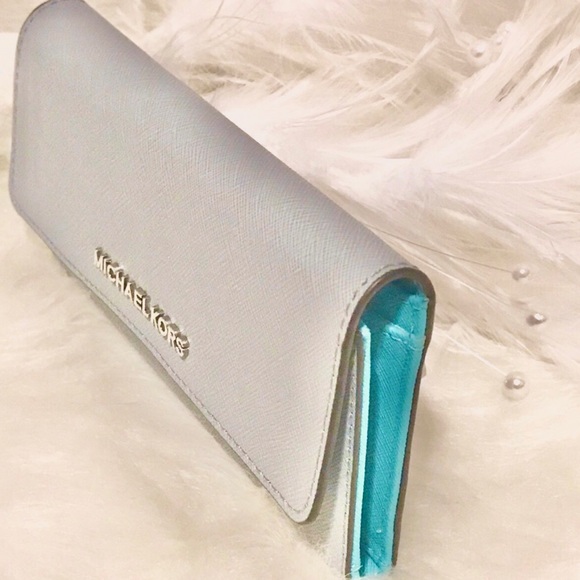 Michael Kors | Bags | New Michael Kors Trifold Pale Blue Wallet | Poshmark
